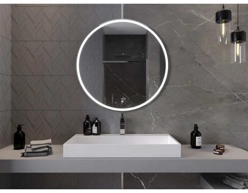 Mexen Gobi, LED kulaté koupelnové zrcadlo s podsvícením 90 cm, 6000K, ochrana proti zamlžování, 9801-090-090-611-00