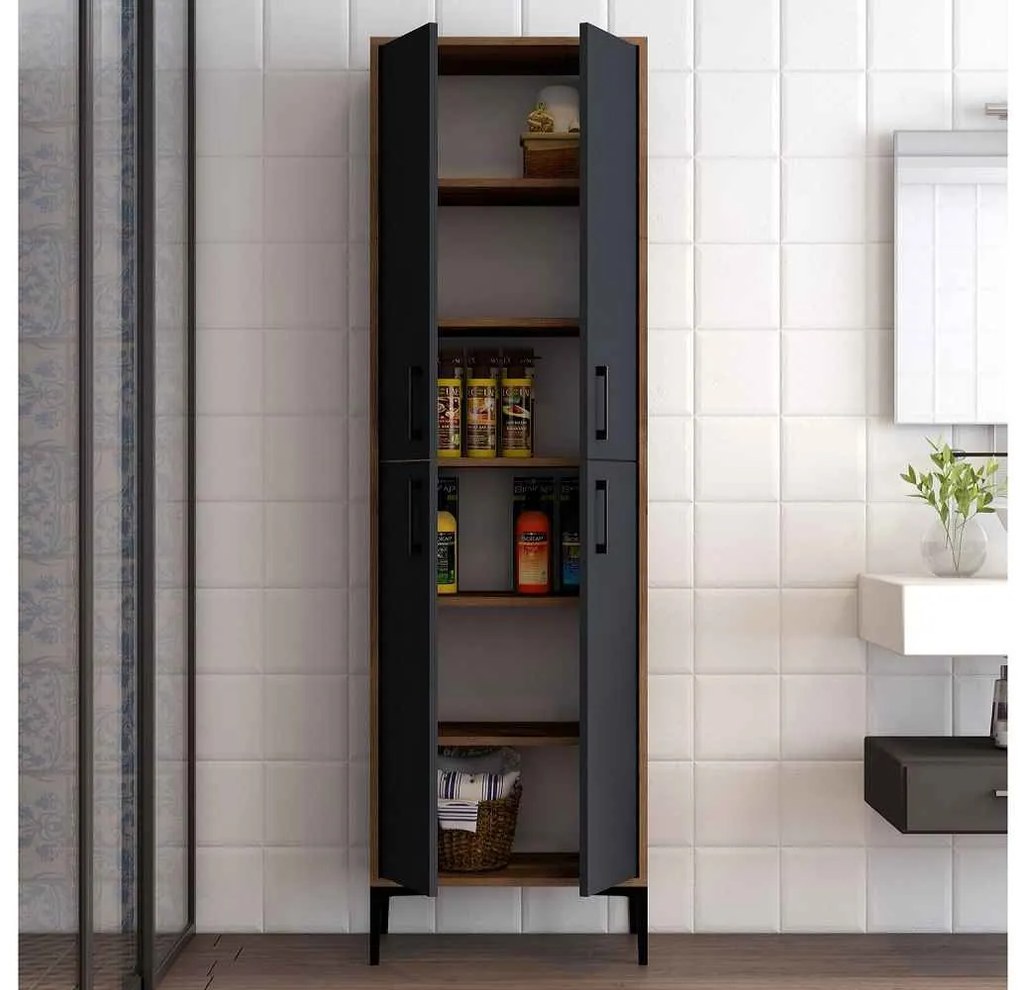 Designová víceúčelová skříň Zaidin 200 cm antracitová