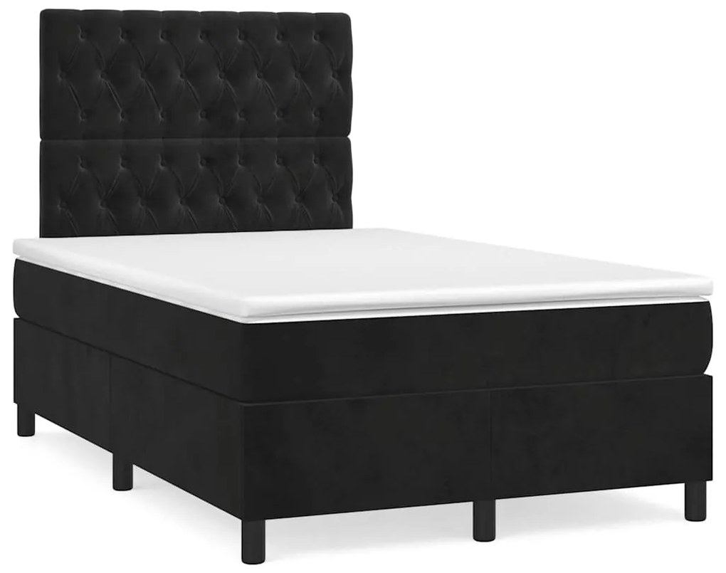 Box spring postel s matrací černá 120 x 190 cm samet 3270015
