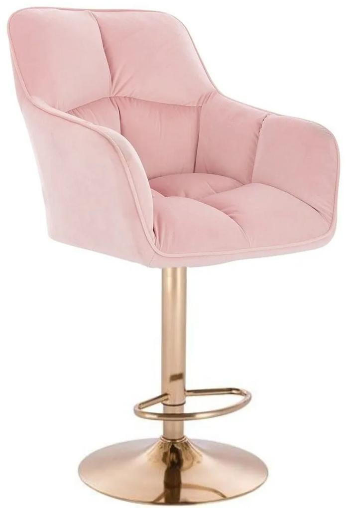 LuxuryForm Barová židle AMALFI VELUR na zlatém talíři - růžová