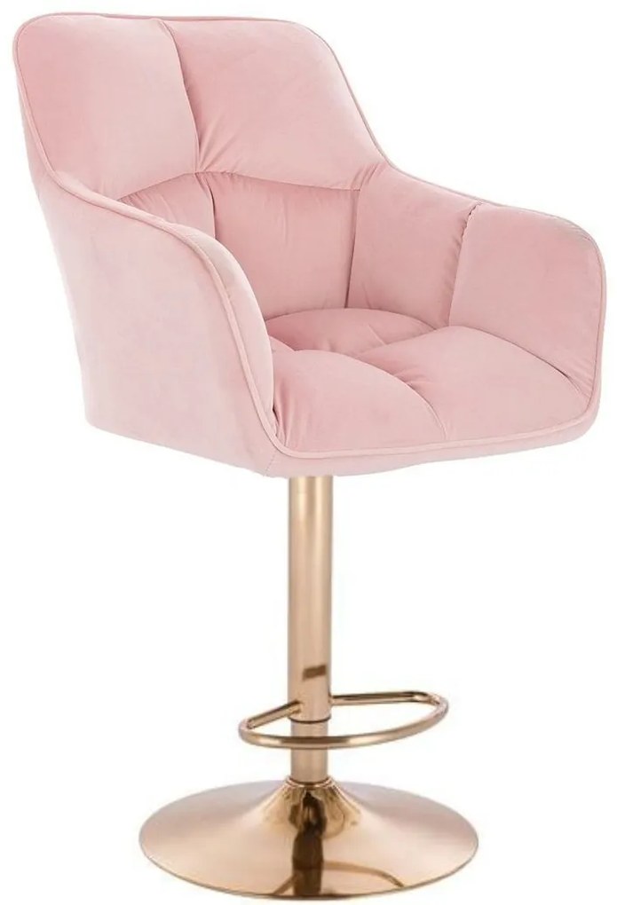 LuxuryForm DESIGN Barová židle AMALFI VELUR na zlaté kulaté podstavě - růžová