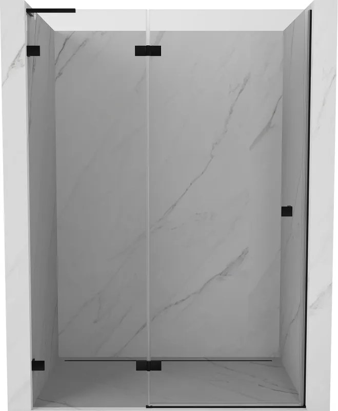 Mexen, Mexen Lunar L levé otočné sprchové dveře 140 cm, transparentní, černé - 834L-140-000-70-00-L