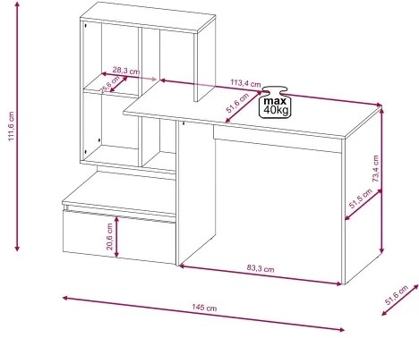 Psací stůl s policí MARLO dub artisan/antracit