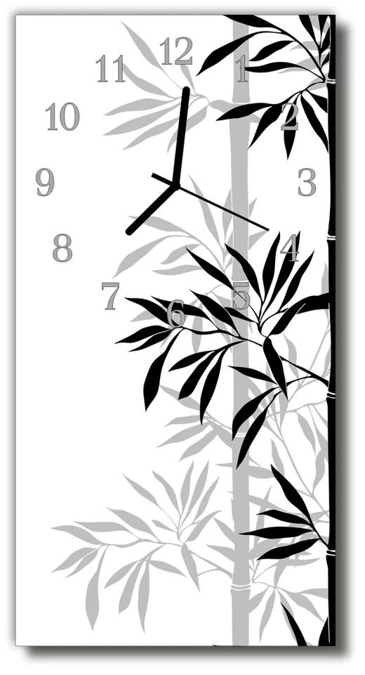 Skleněné hodiny vertikální  Příroda Bambusová bílá