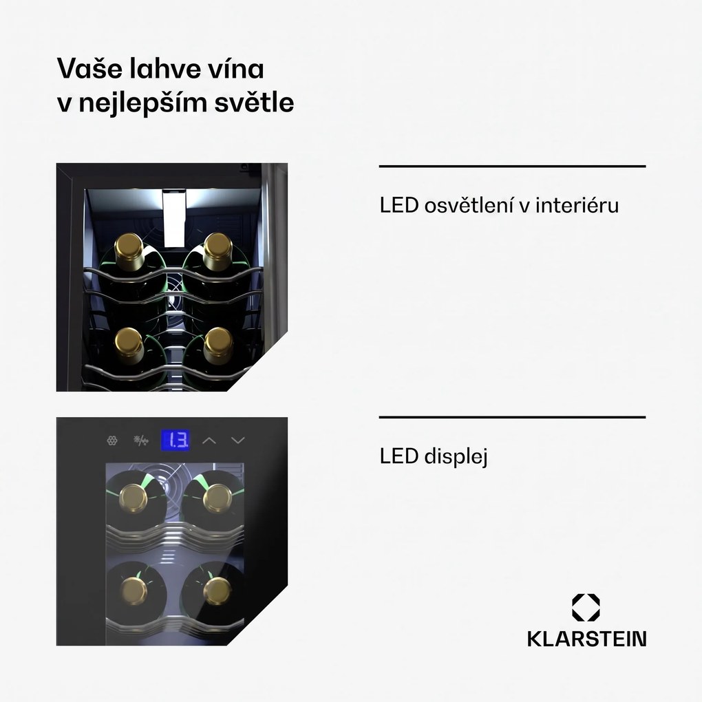 Klarstein Shiraz 18 Slim Uno, lednice na víno, 18 lahví, 5 - 18 °C, dotykové ovládání