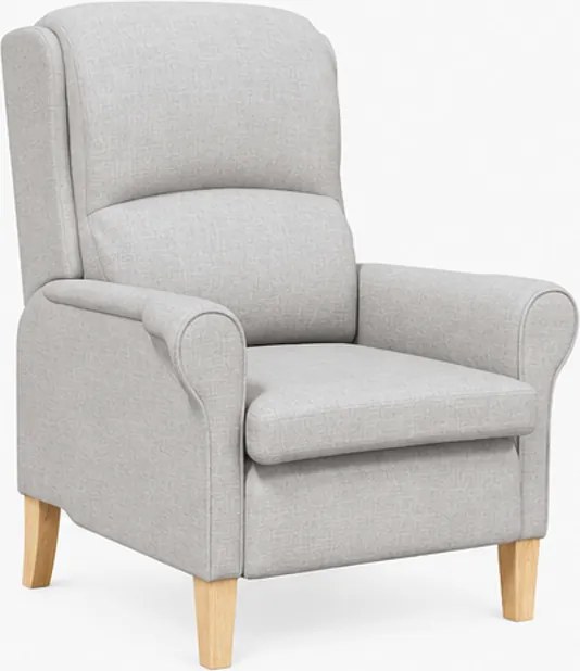 relaxační křeslo, odpočinkové, ušák, dřevo/textil, 101x95x75 cm, přírodní/šedá oblačná, Dekorino KR20260043