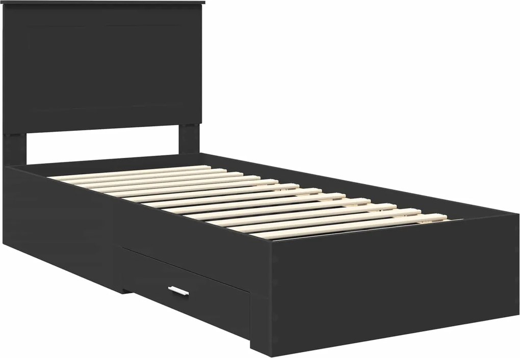 Rám postele Černá a stříbrná 75 x 190 cm Kompozitní dřevo 3409713