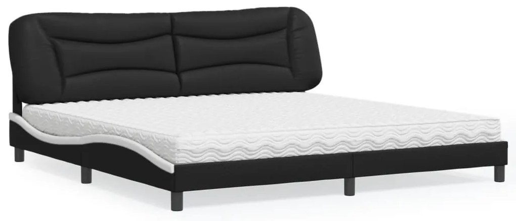 Postel s matrací Hvar černá a bílá 200 x 200 cm umělá kůže 3208750