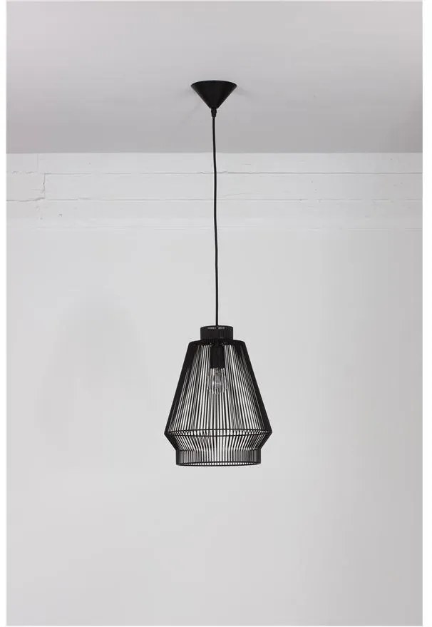 Nova Luce Závěsné svítidlo BREDO černý hliník černý kabel E27 1x12W