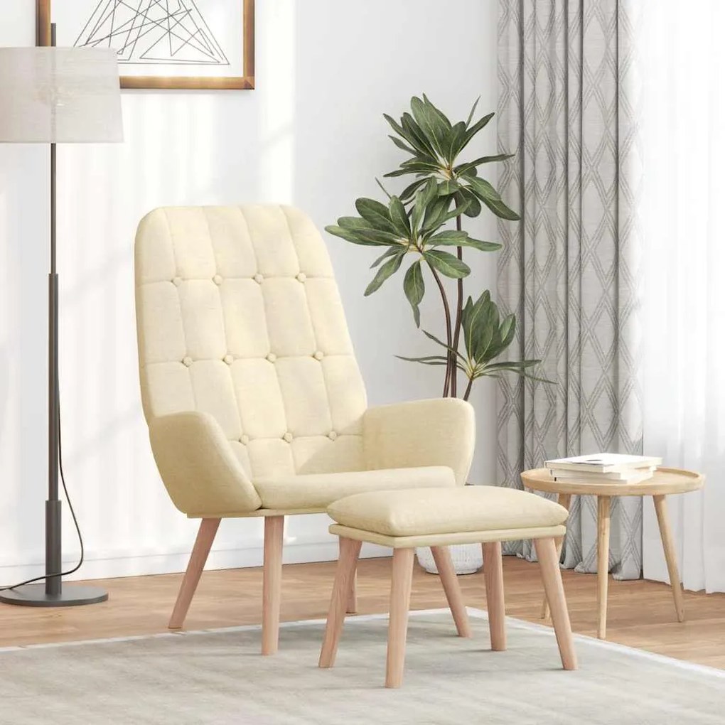 Relaxační křeslo s podnožkou krémové textil 3315151