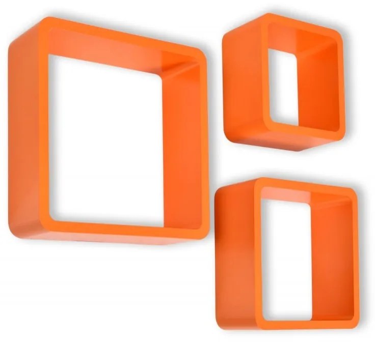 TZB Nástěnné poličky Cube - oranžové - 3ks