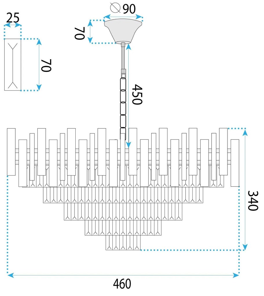 Toolight Závěsné LED osvětlení Crystal Modern D15 G051-CP 50CM chrom