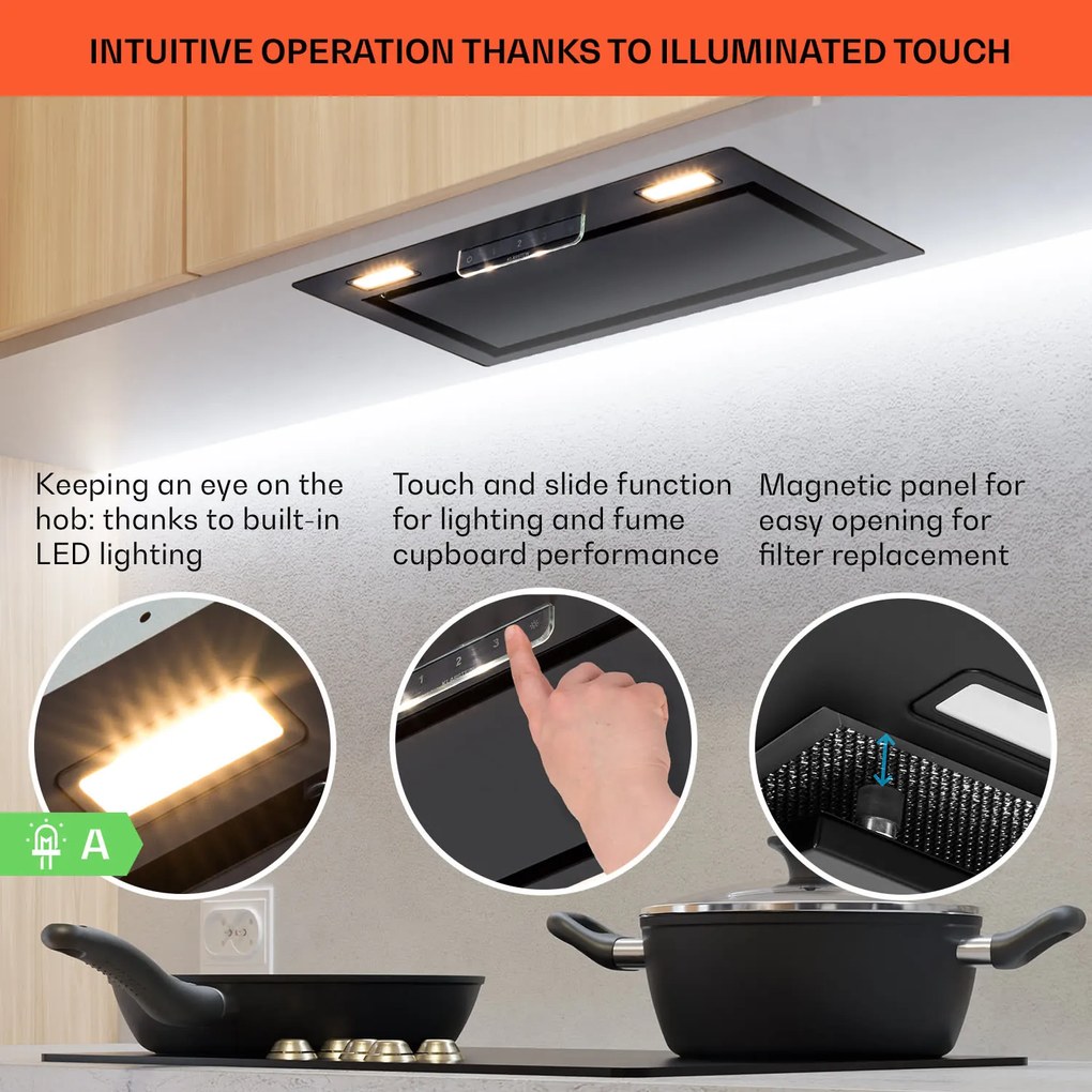 Klarstein Digestoř Camila vestavná 52 cm 397 m³/h LED Touch nerezová ocel