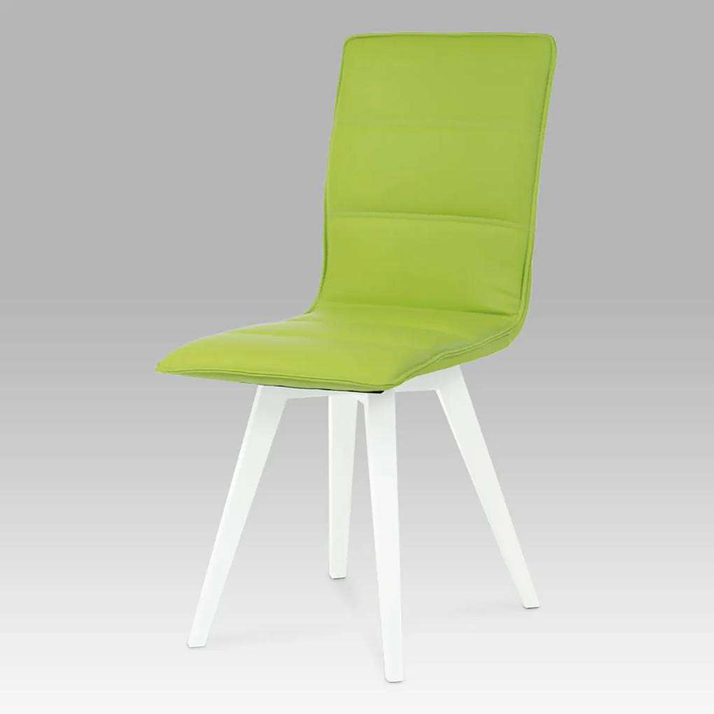 Artium Jídelní židle koženka limetková / vysoký lesk bílý - B829 LIM1