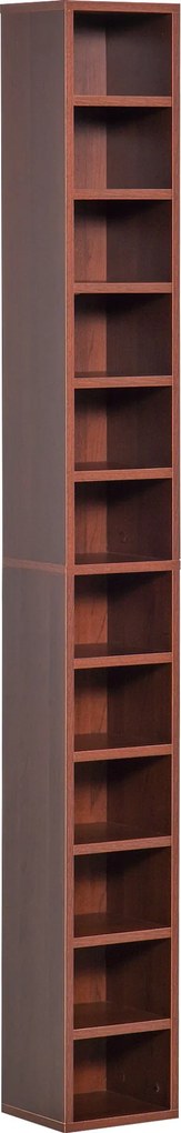 HOMCOM Stojan na CD a DVD, sloupcová police, úložná jednotka s 12 přihrádkami, max. kapacita 204 CD, 21 x 20 x 175 cm, hnědá