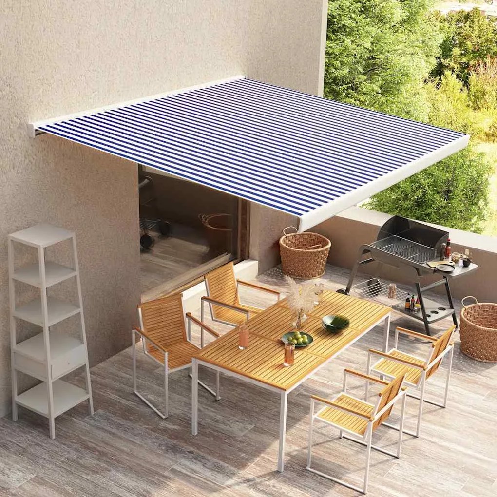 Plachta Na Markýzu Plátno Modro-Bílá 350 X 250 Cm