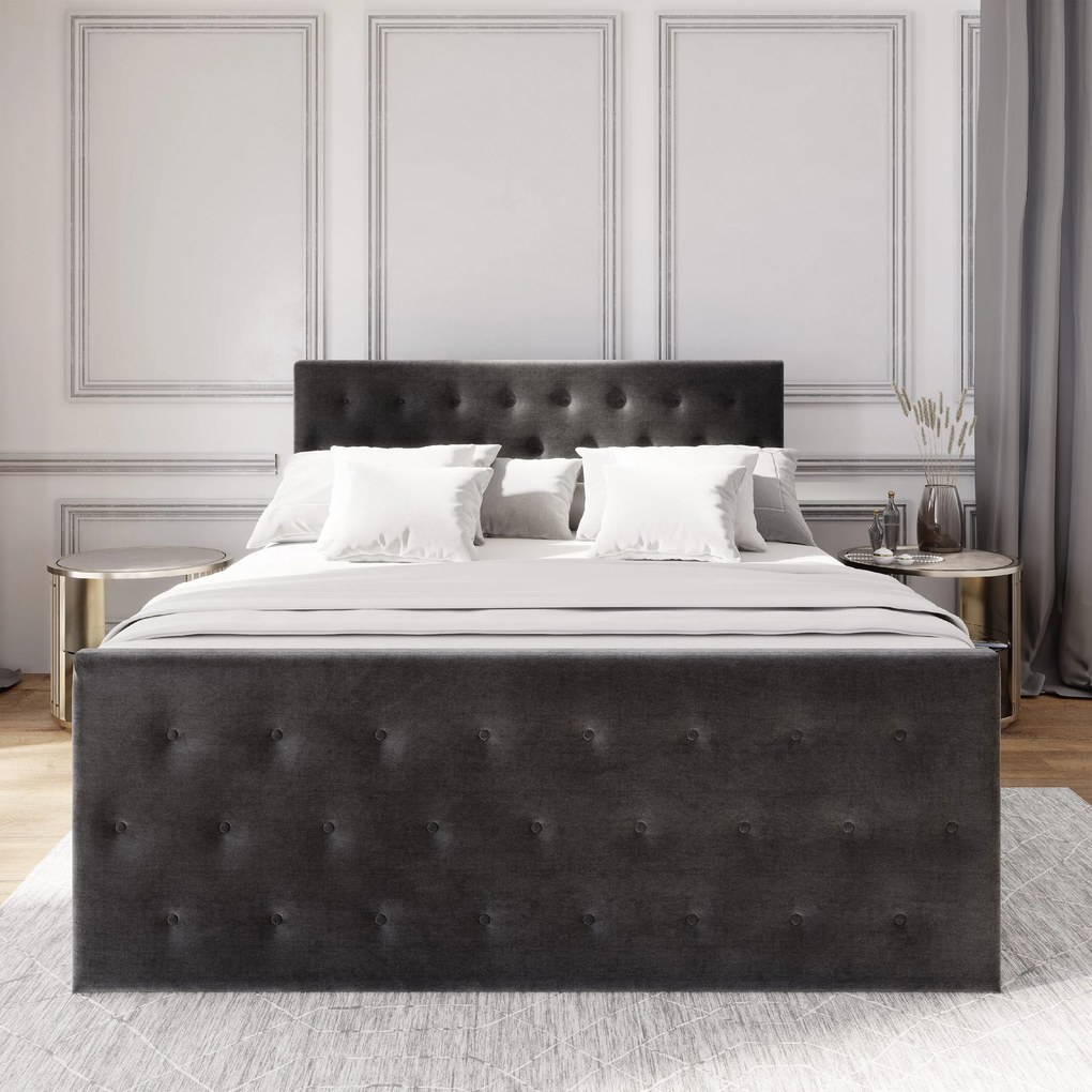 SFAB Kontinentální čalouněná postel FONT (180 x 200 cm) Barva látky: Tmavě šedá (Casablanca 15)