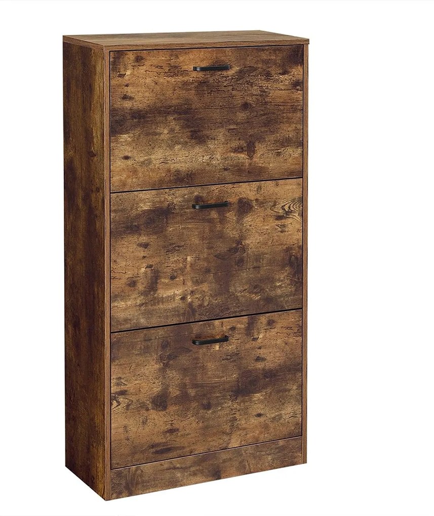 Skříň na boty se 3 sklápěcími dveřmi, 60x24x120 cm rustikální hnědá