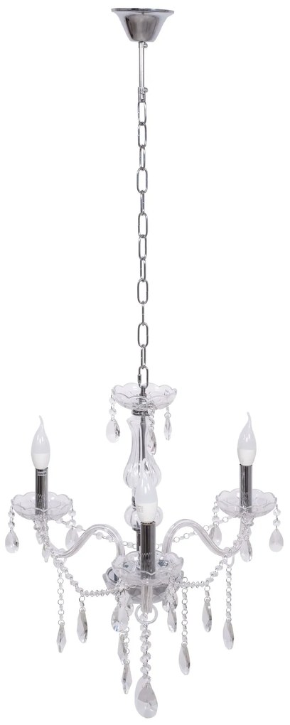 Toolight - Křišťálový závěsný lustr 3xE14 60W 300752, stříbrná, OSW-04601