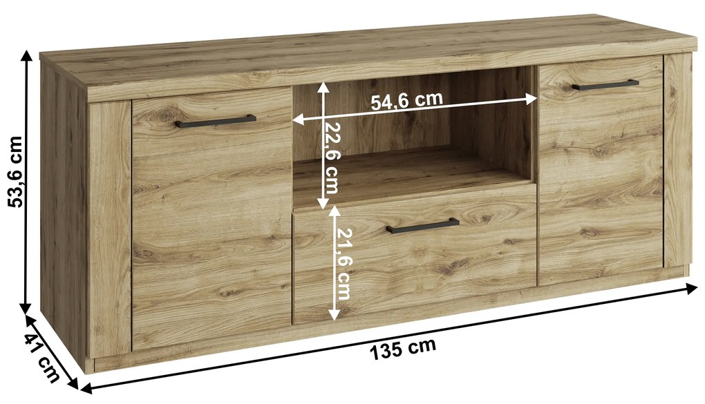 Kondela TV stolek 2D1S/135, dub navarra, DORSI