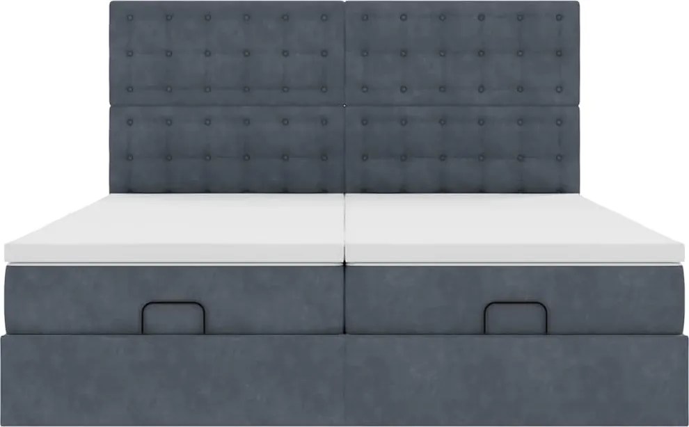 Osmanský rám postele s matracíes tmavě šedá 180x200cm samet 3313809