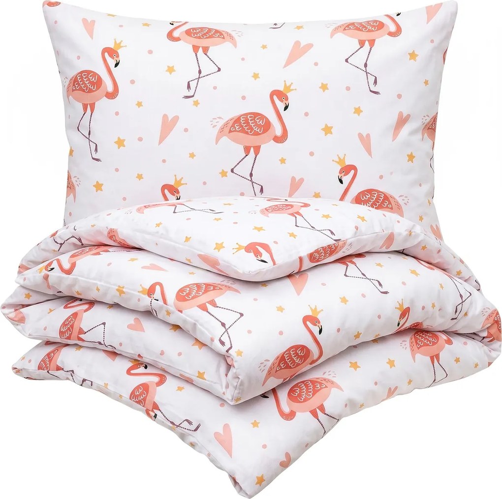 4Home Dětské bavlněné povlečení Flamingo, 140 x 200 cm, 70 x 90 cm
