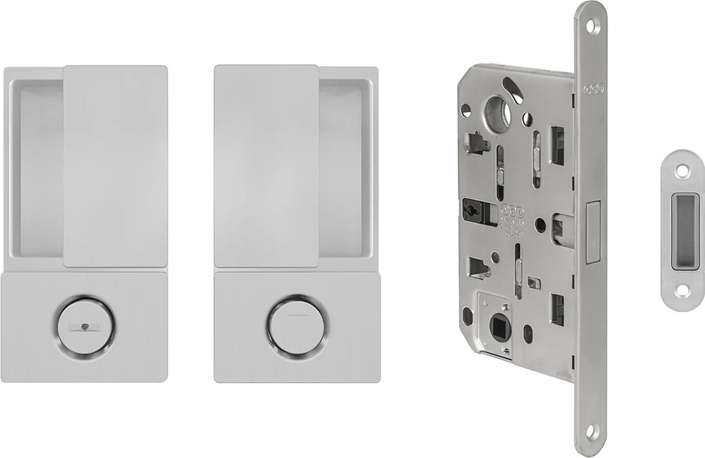Set na otočné dveře MP AGB - WAVE - HR - WC (STM - stříbrný matný), WC klíč, MP Stříbrná