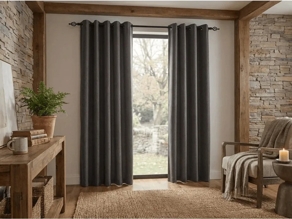Zatemňovací závěs DUNES VELVET 140x250 cm, tmavě šedý Zavěšení: Řasící páska