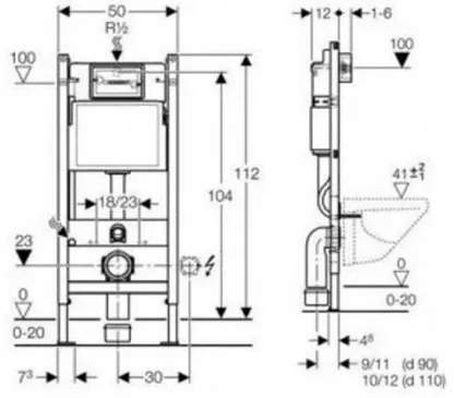 Závěsný set GEBERIT Duofix Basic+ WC TEO Rimless 51 x 35 cm + pomalu padající deska Slim, černá, 3385XX85+39060185