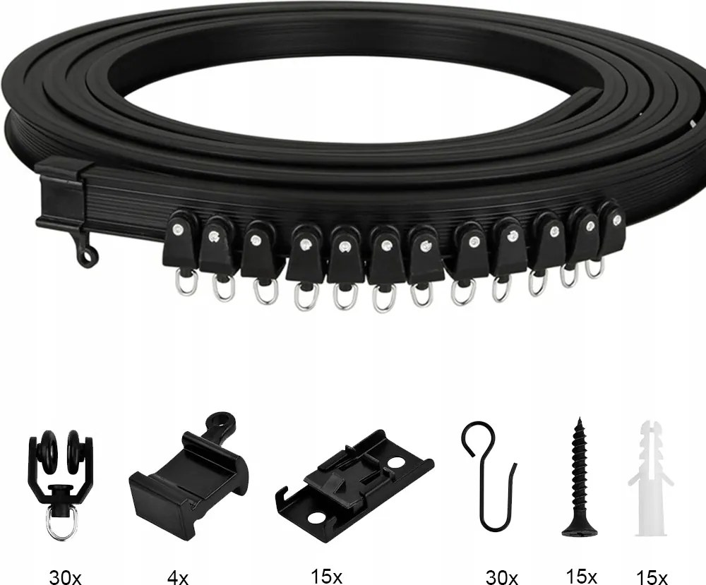 Zree Garnýž stropní, sada záclonových tyčí pro vavřínové okno, pokoj