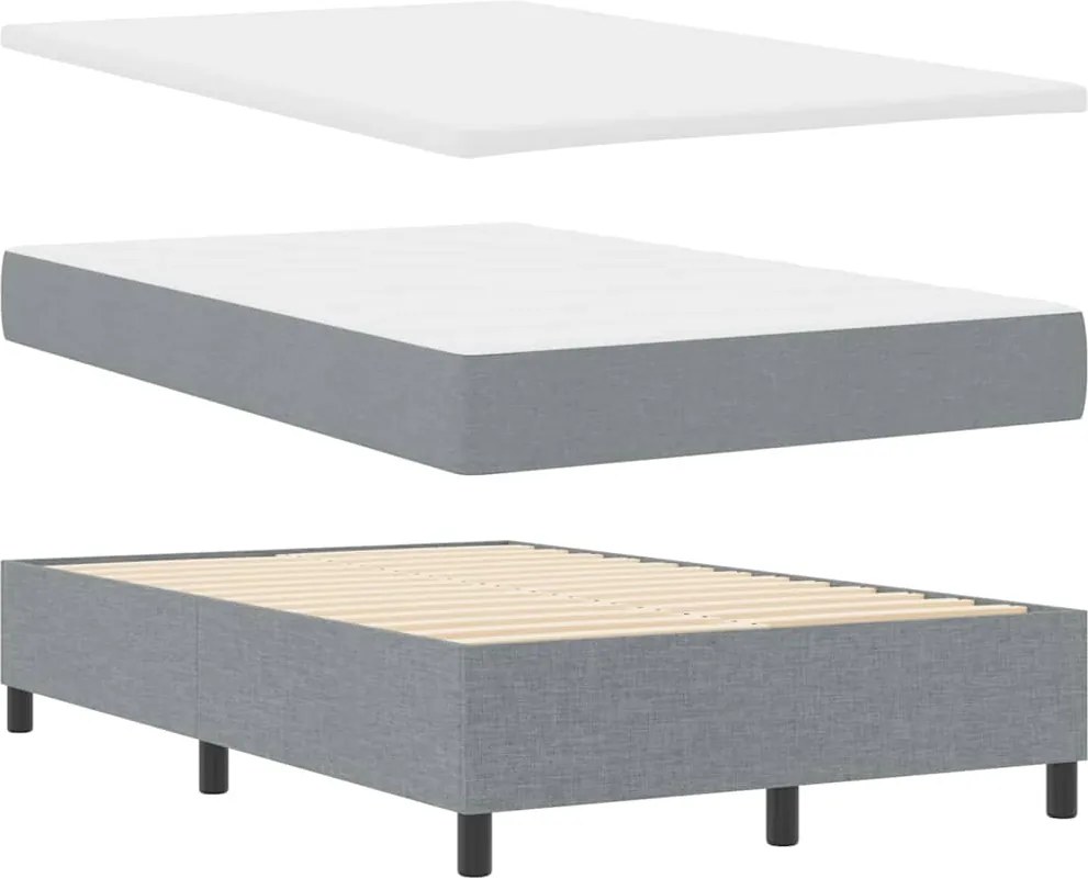 Postel s boxspringem s čelo Světle šedá 120 x 200 cm textil 3339455