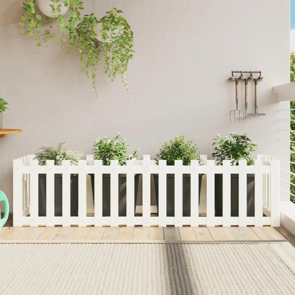 Vyvýšený záhon plotový design bílý 200x50x50 cm masiv borovice,  832508