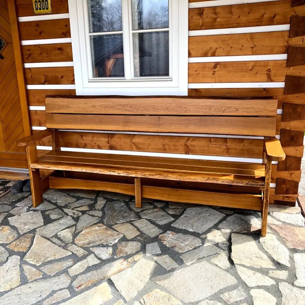 KULHÁNEK Zahradní lavice s područkami - rustikální Délka: 160 cm, Odstín nátěru: olej - bezbarvý