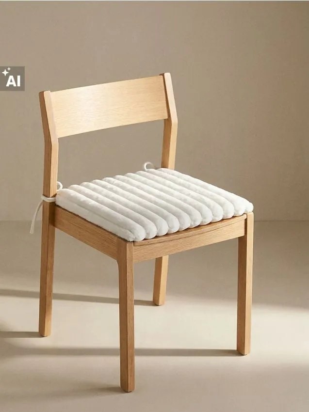Sinsay - Žebrovaný podsedák na židli z imitace kožešiny - krémová