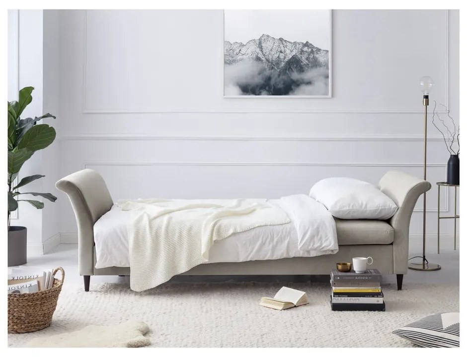 Béžová rozkládací pohovka s úložným prostorem Mazzini Sofas Pivoine
