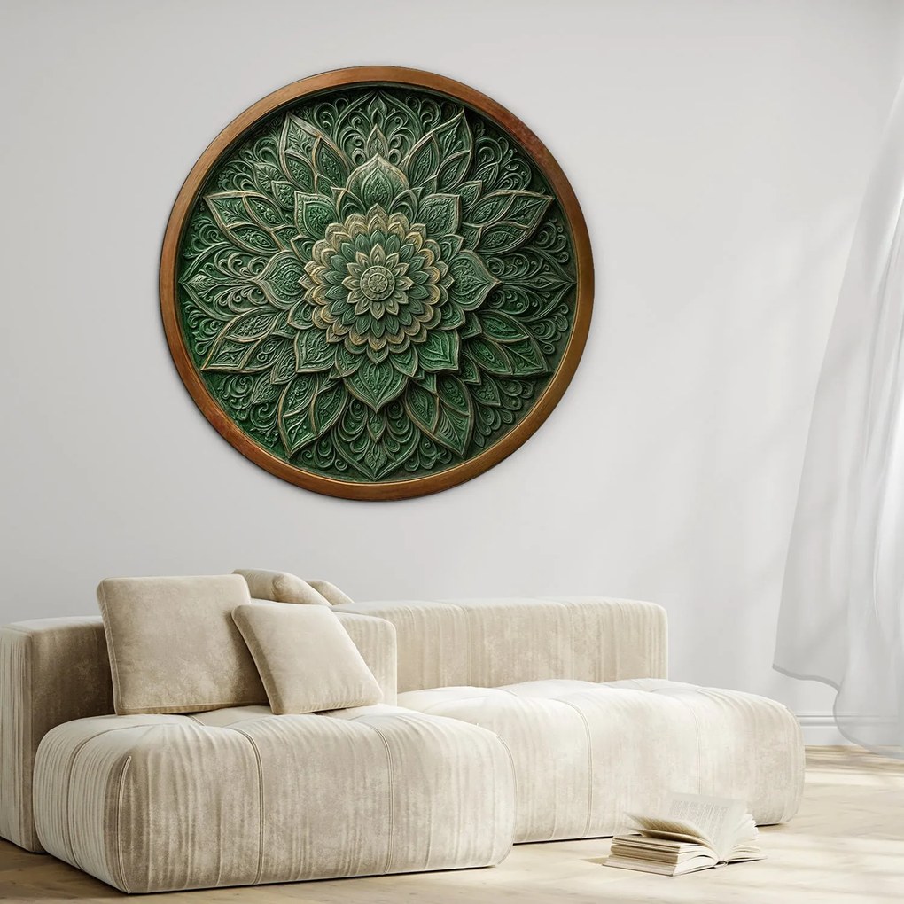 DUBLEZ | Mandala na zeď - Smaragd | UV tisk, Premium