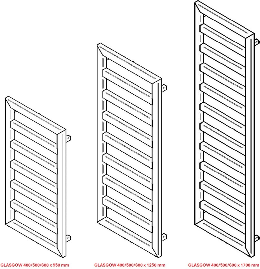 Hopa Glasgow koupelnový radiátor 500 x 1700 mm středové připojení černá RADGLA501731SP