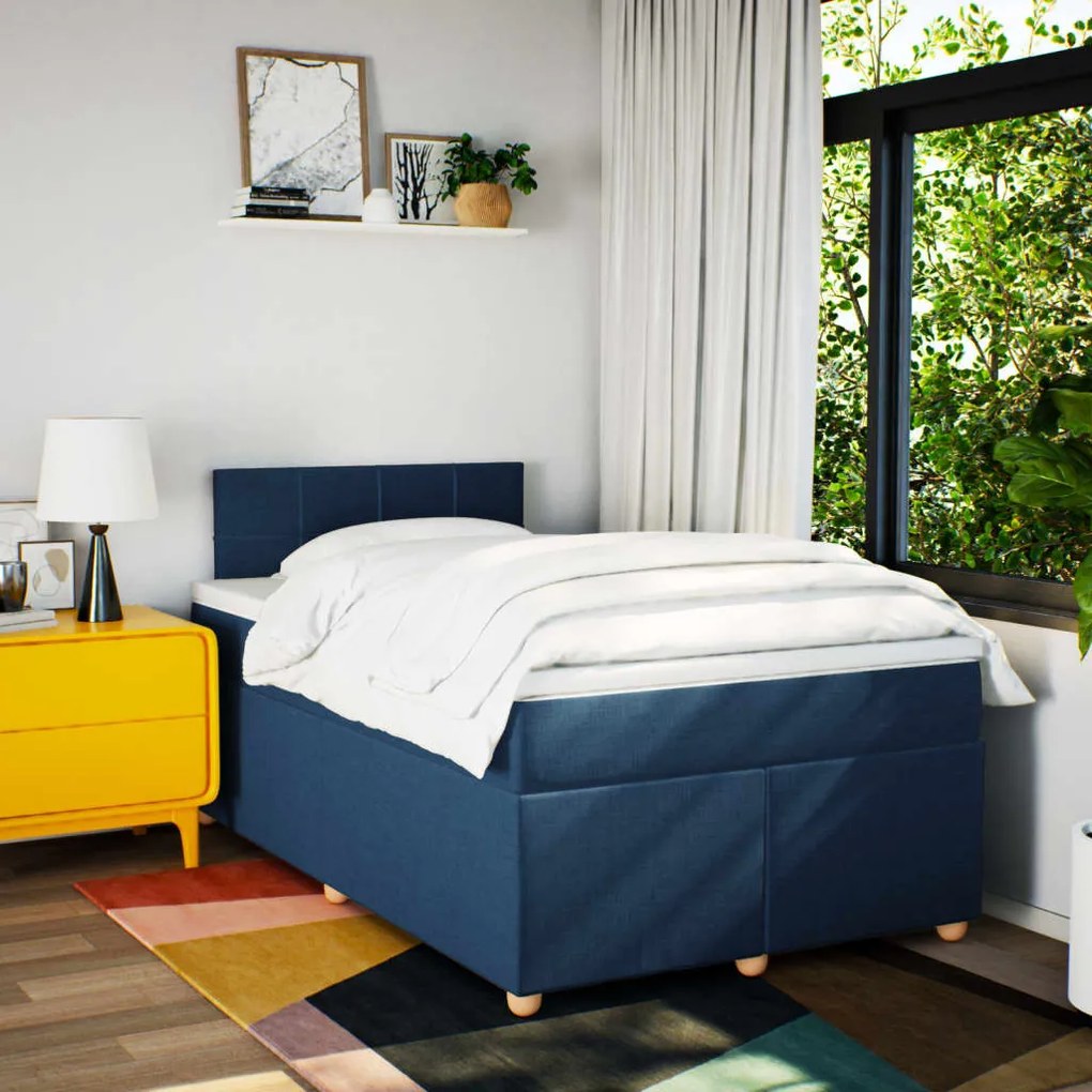 Box spring postel s matrací modrá 120x200 cm textil 3288953