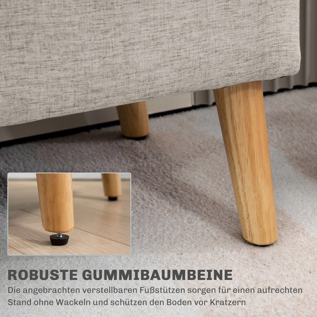 HOMCOM Lavice Čalouněná lavice s úložným prostorem 110 x 39 x 45 cm v béžové barvě se vzhledem lnu do předsíně ložnice obývacího pokoje z kaučukového…