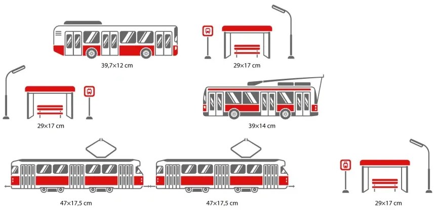 Sada dopravních prostředků (MHD) - samolepka na zeď
