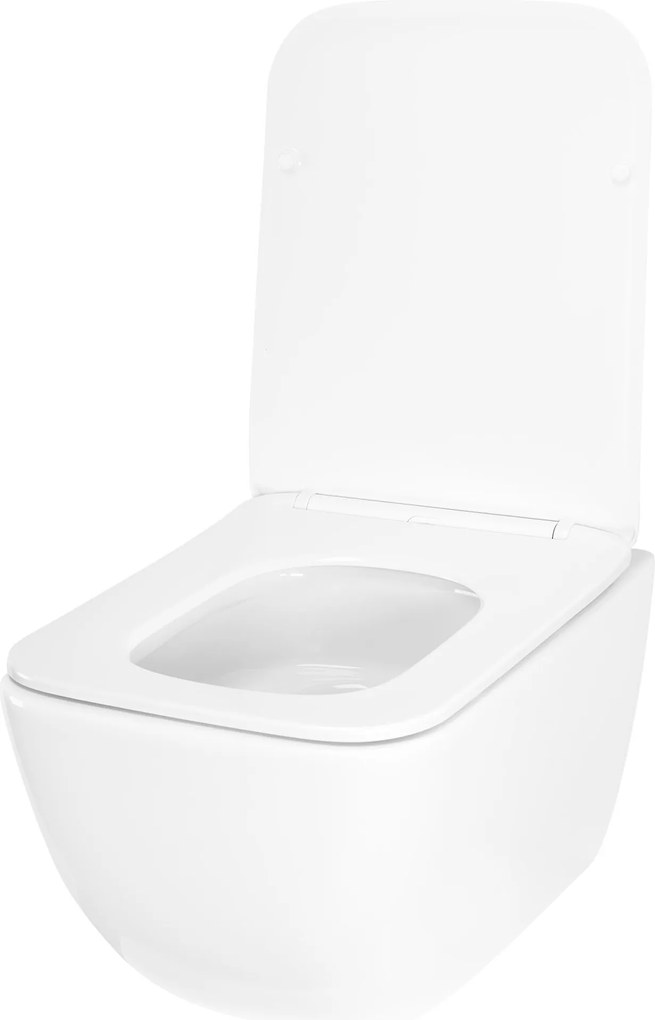 Rea Dexter, závěsná WC mísa Rimless Tornado 515x365x350 mm + WC sedátko z duroplastu, bílá lesklá, REA-C1278