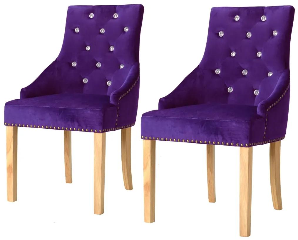 245510 vidaXL Jídelní židle 2 ks fialové masivní dubové dřevo a samet
