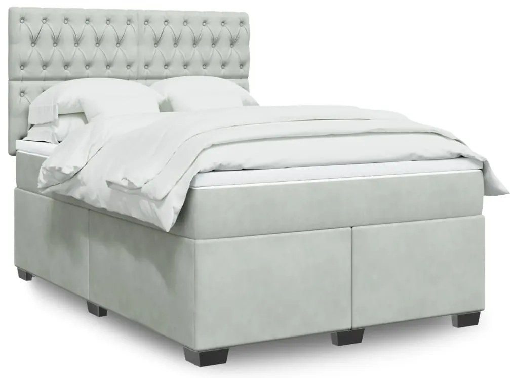 Box spring postel s matrací světle šedá 140x200 cm samet 3293236