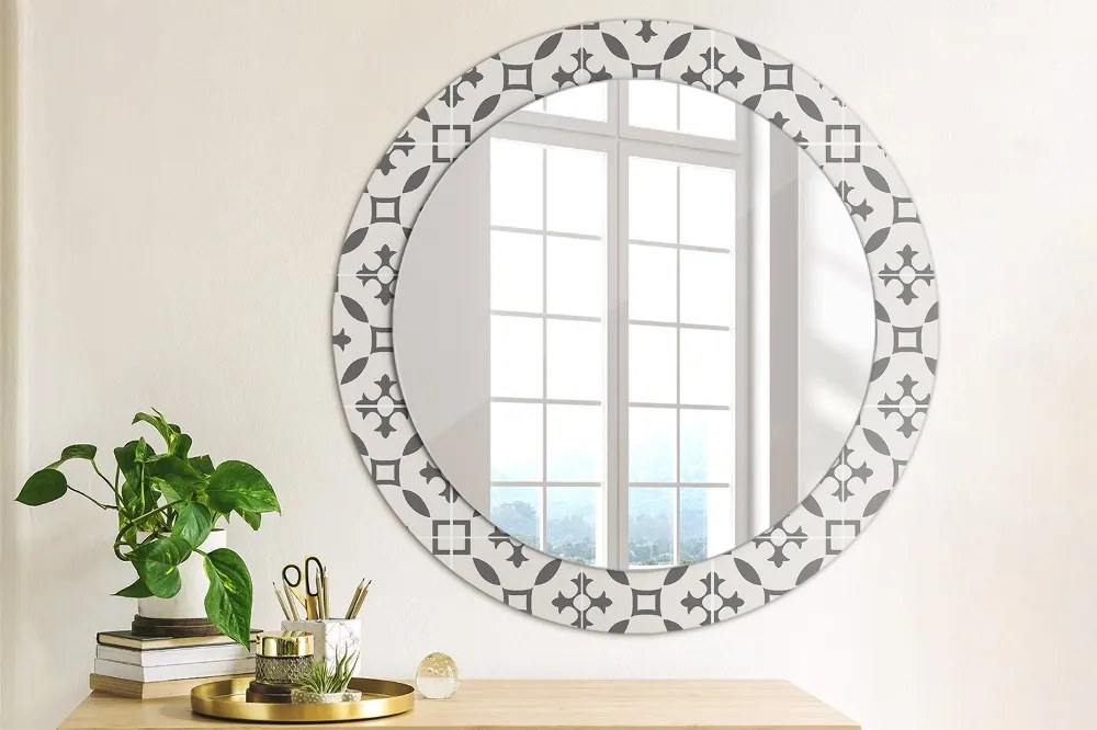 Kulaté zrcadlo tištěný rám Starožitné dlaždice fi 70 cm