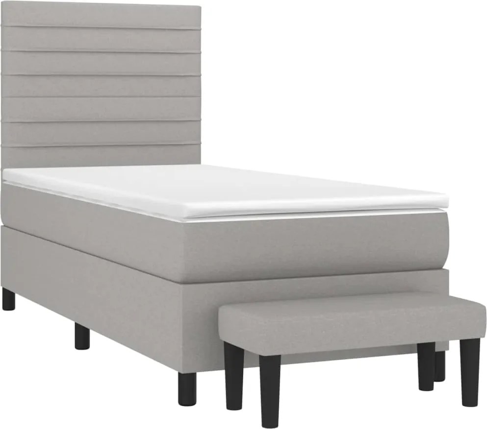 Box spring postel s matrací světle šedý 100 x 200 cm textil 3136653