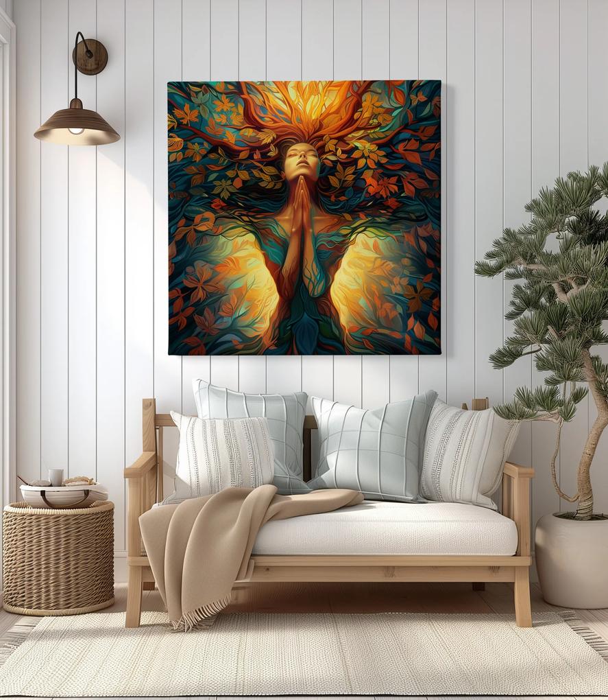 Obraz na plátně - Strom života Idris se modlí FeelHappy.cz Velikost obrazu: 140 x 140 cm