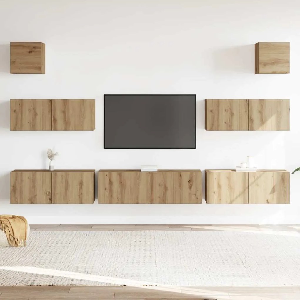 Sada 7 kusů nástěnné TV skříňka dub artisan kompozitní dřevo 3329212