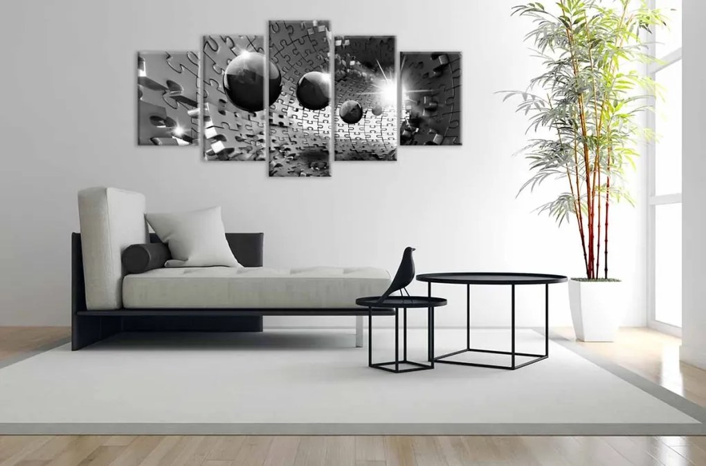 Malvis ® Obraz trojrozměrné šedé puzzle Velikost (šířka x výška): 100x50 cm