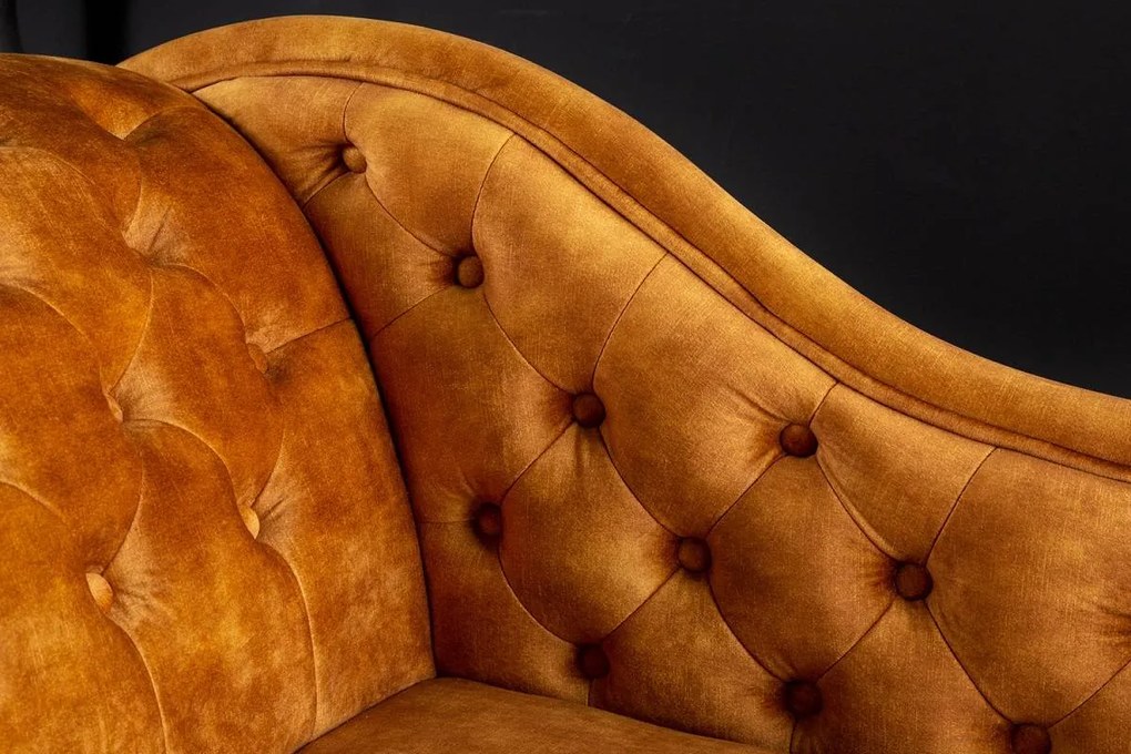 Designová lenoška Chesterfield hořčičný samet