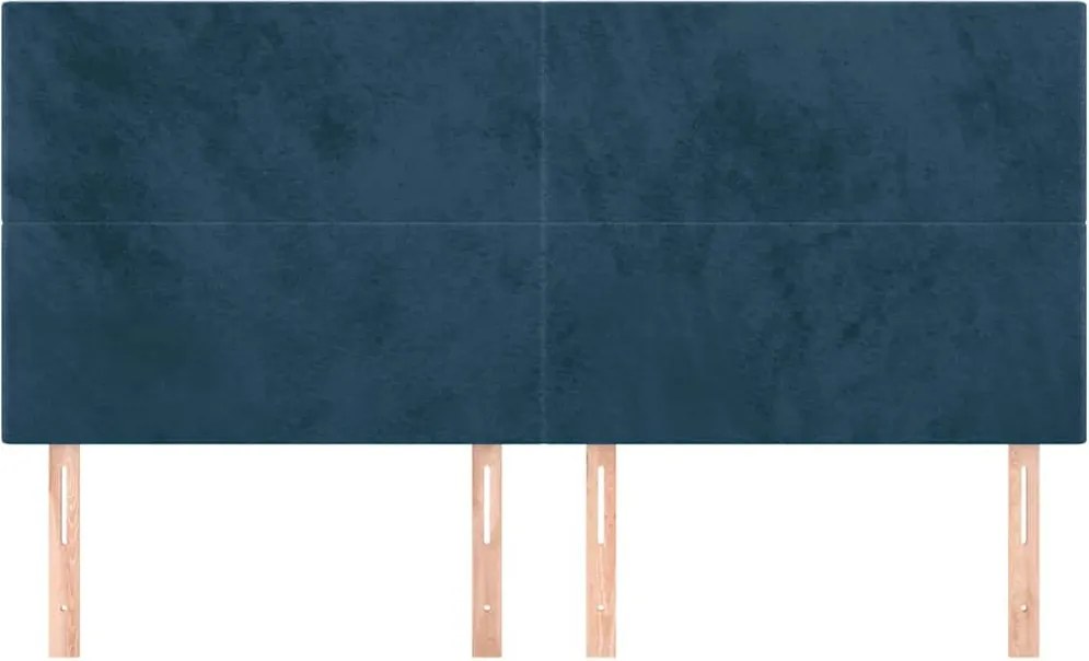 Čelo postele tmavě modré 200x5x118/128 cm sametové 3116122